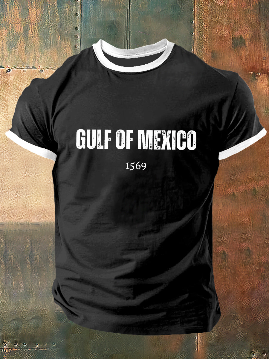 Hombres Culf Of Mexico 1569 Imprimir Vintage Moda Camiseta de manga co ...